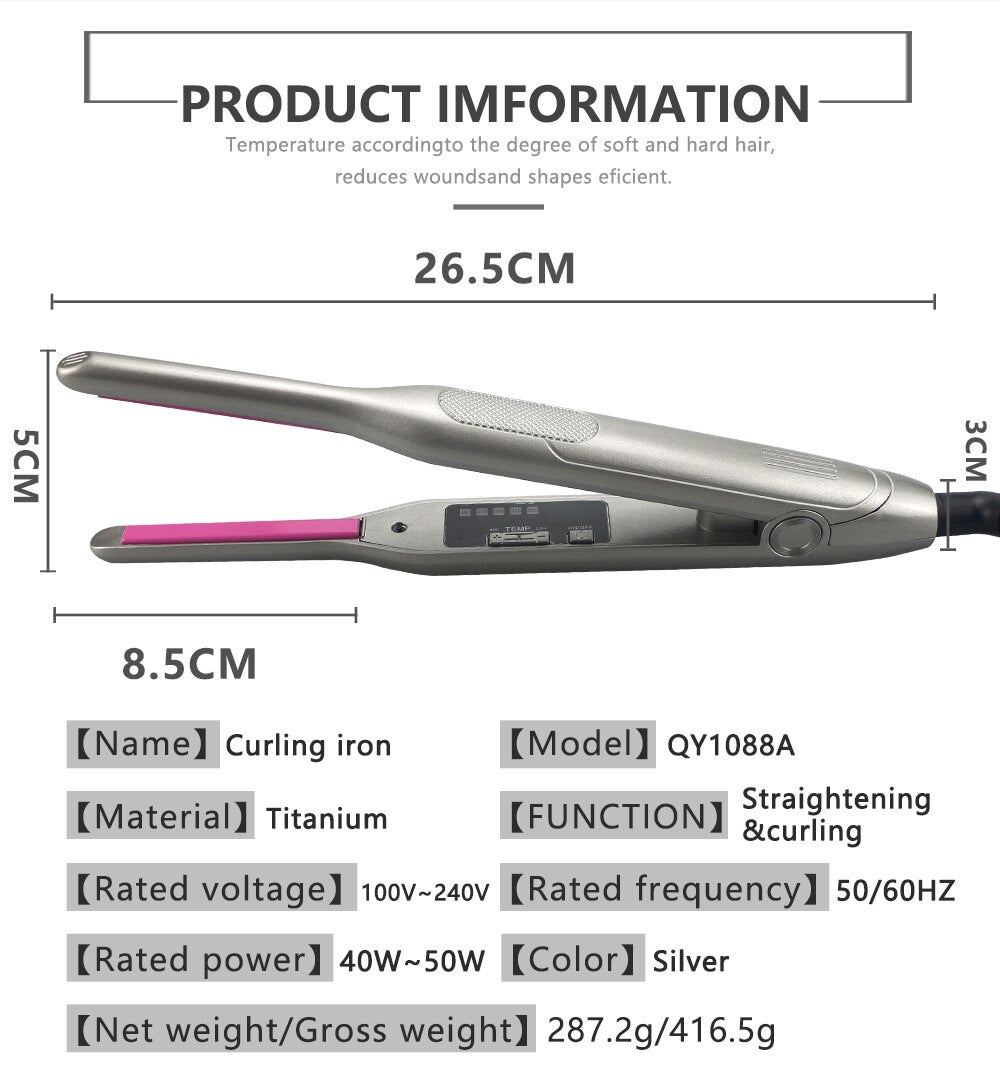 CestoMen LED Digital Ionic Hair Straightening Curling Iron Silver Color